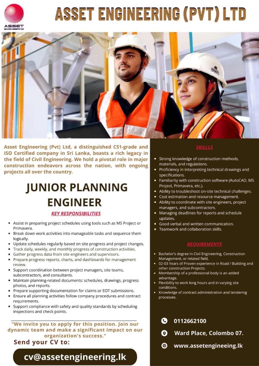Junior Planning Engineer - Jobseeker.lk