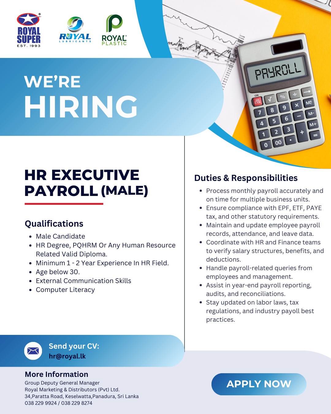 HR Executive Payroll - Jobseeker.lk