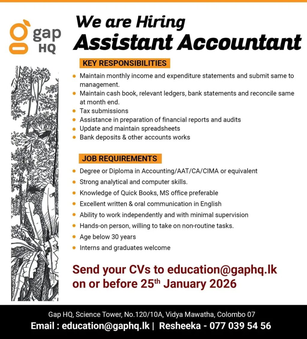 Assistant Accountant - Jobseeker.lk
