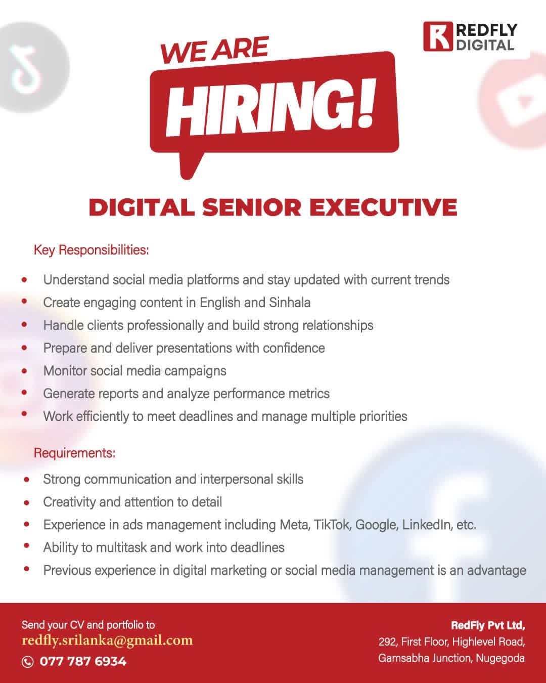Digital Senior Executive - Jobseeker.lk