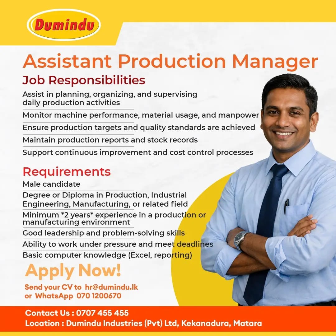 Production Manager/ Assistant Production Manager/Area Sales Manager ...
