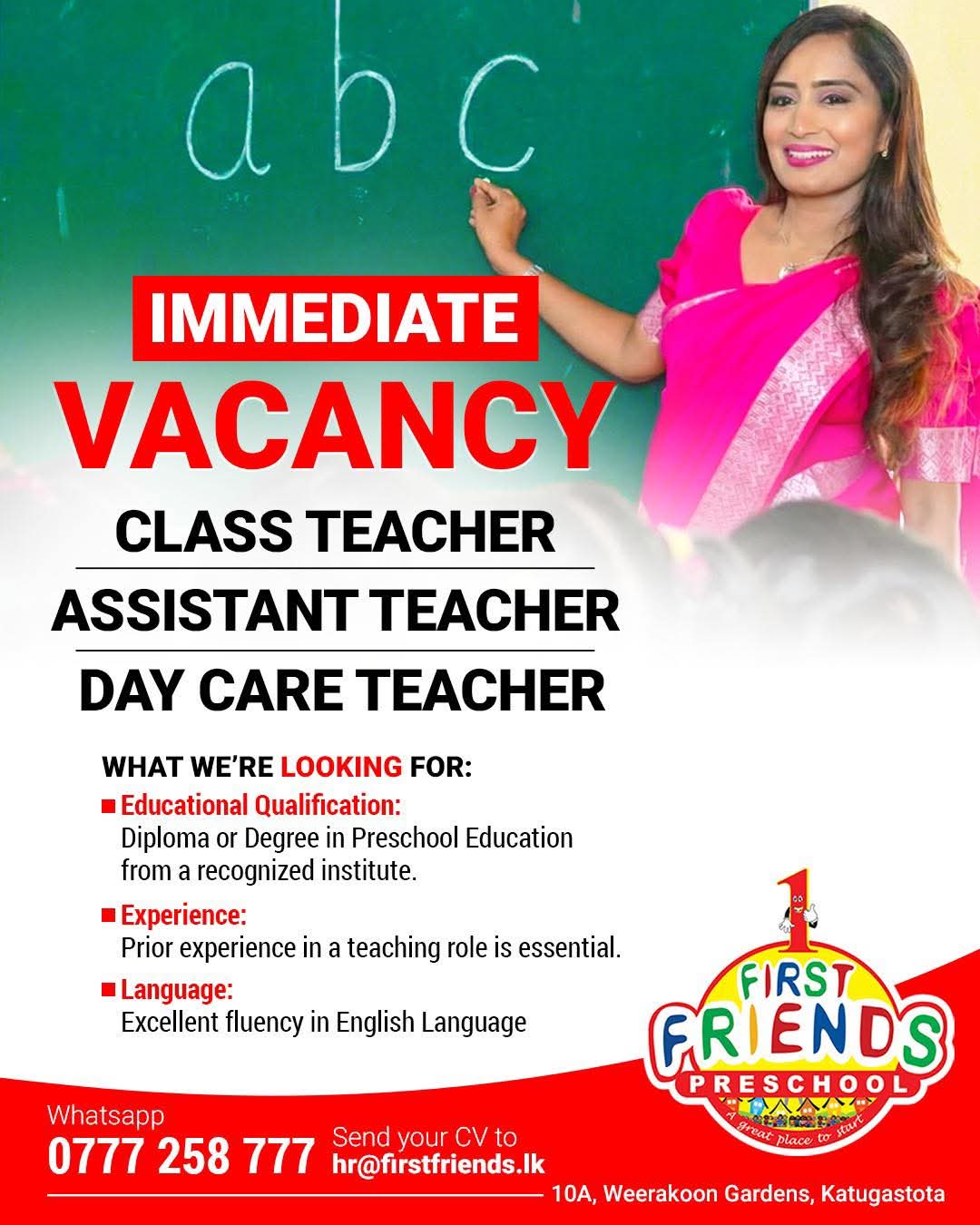 Teacher - Day Care / Class / Assistant - Jobseeker.lk