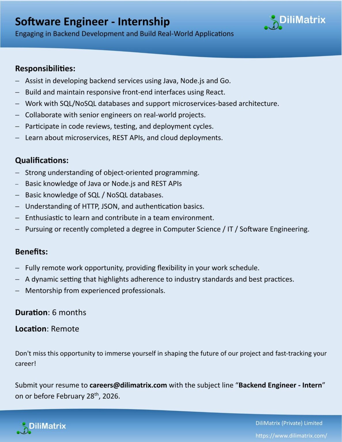 Software Engineer internship - Backend - Jobseeker.lk