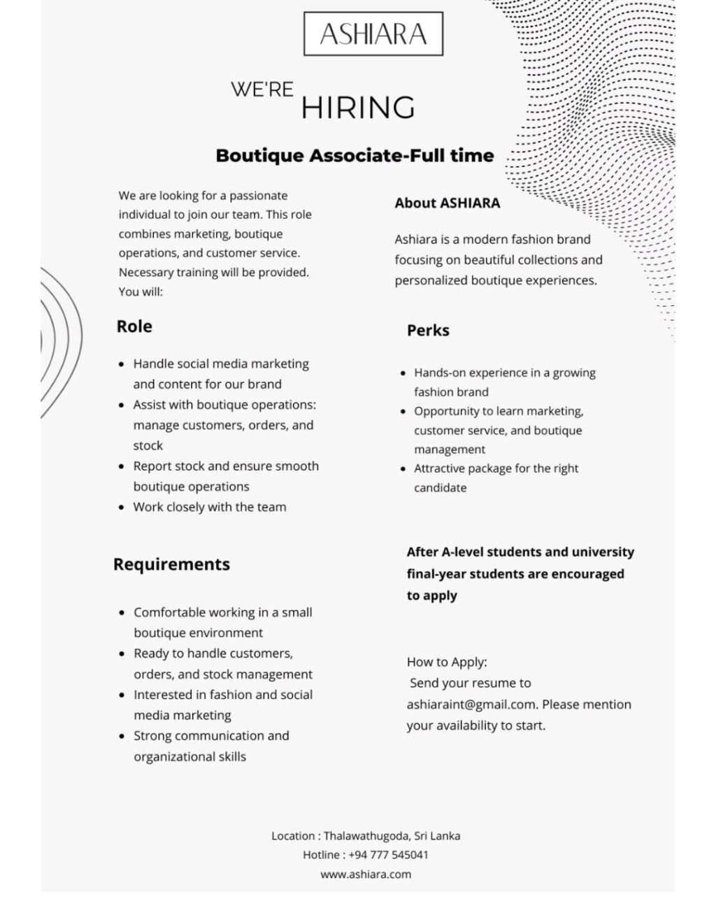 Boutique Associate - Jobseeker.lk