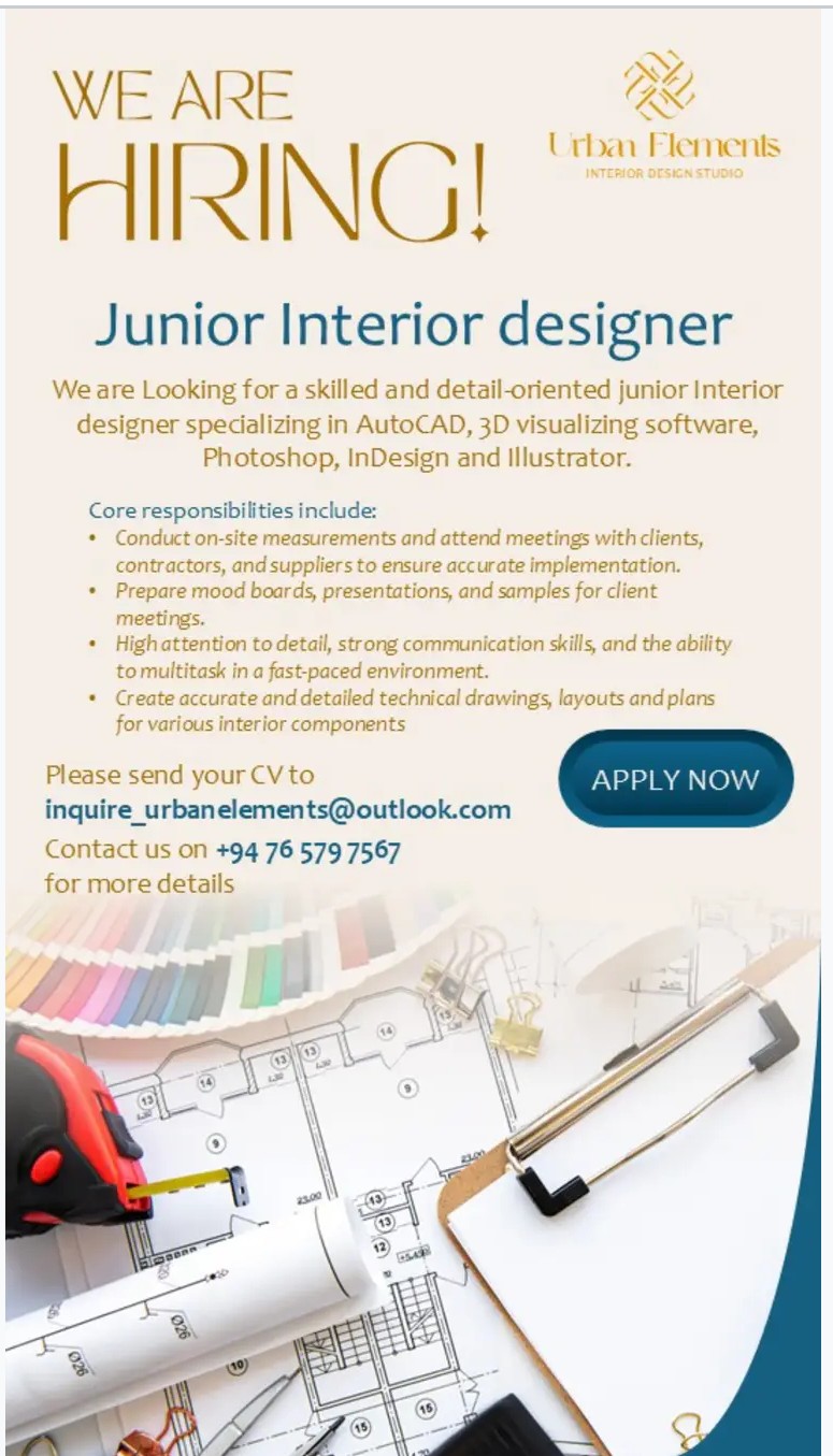 Junior Interior Designer - Jobseeker.lk