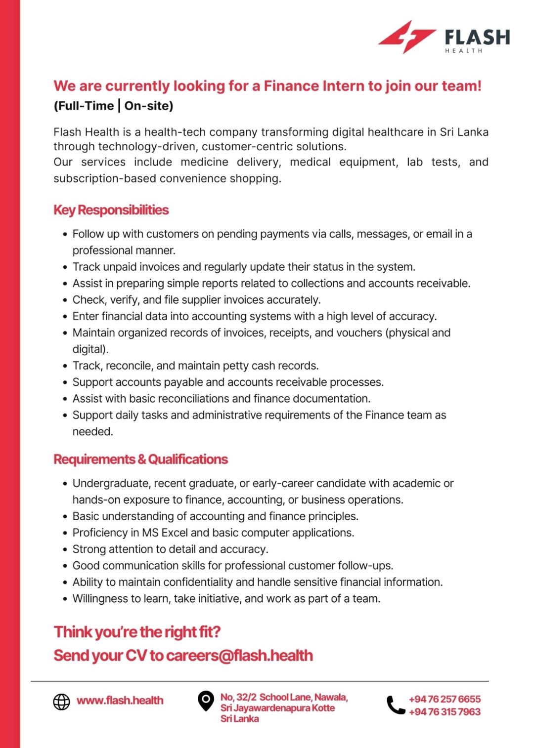 Finance Intern - Jobseeker.lk