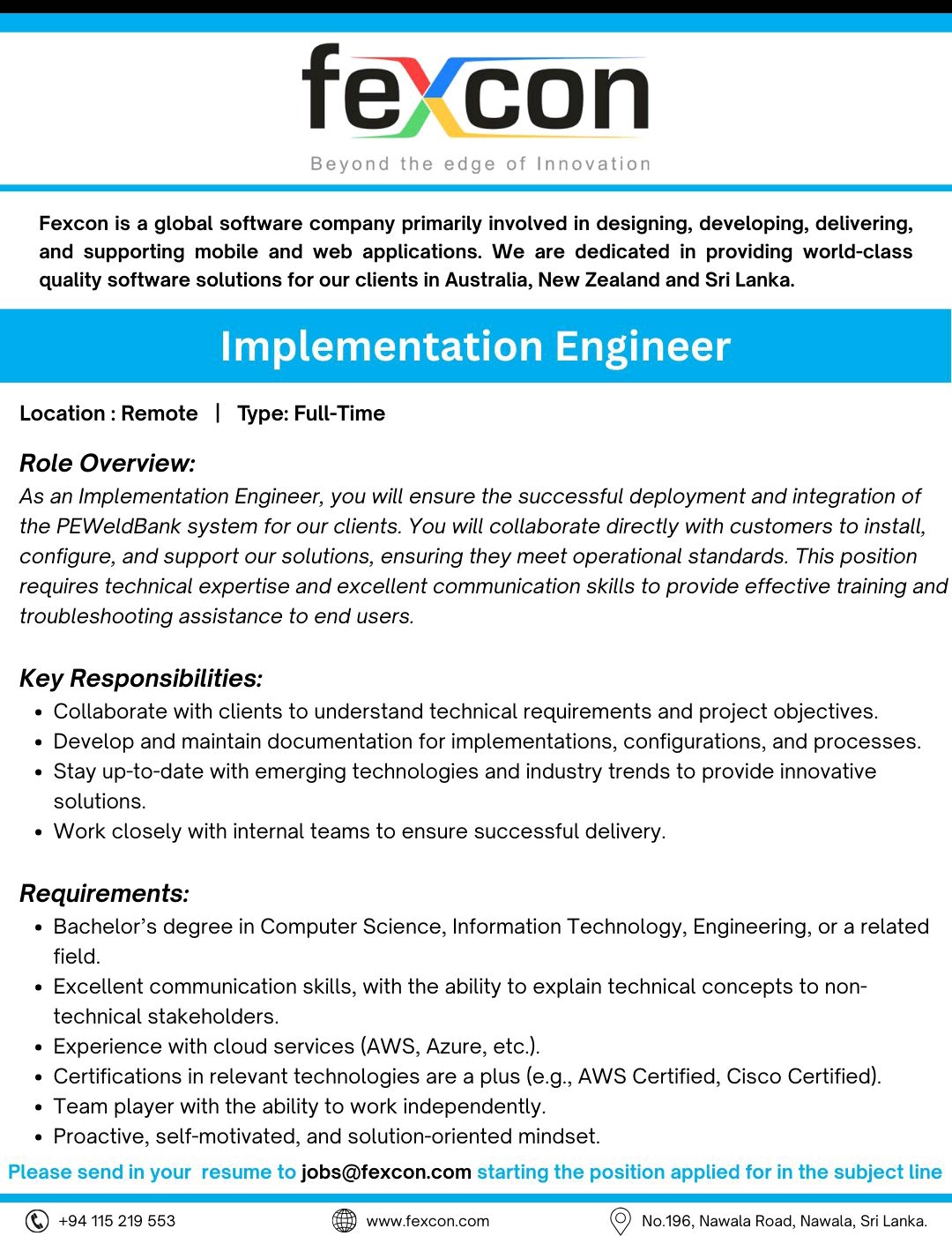 Implementation Engineer/ Intern- AI/QA - Jobseeker.lk