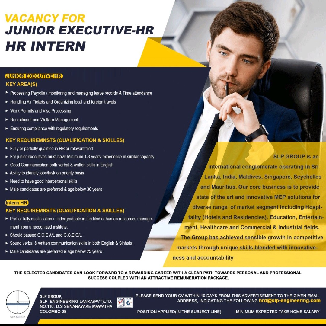 Junior Executive - HR & HR Internship - Jobseeker.lk