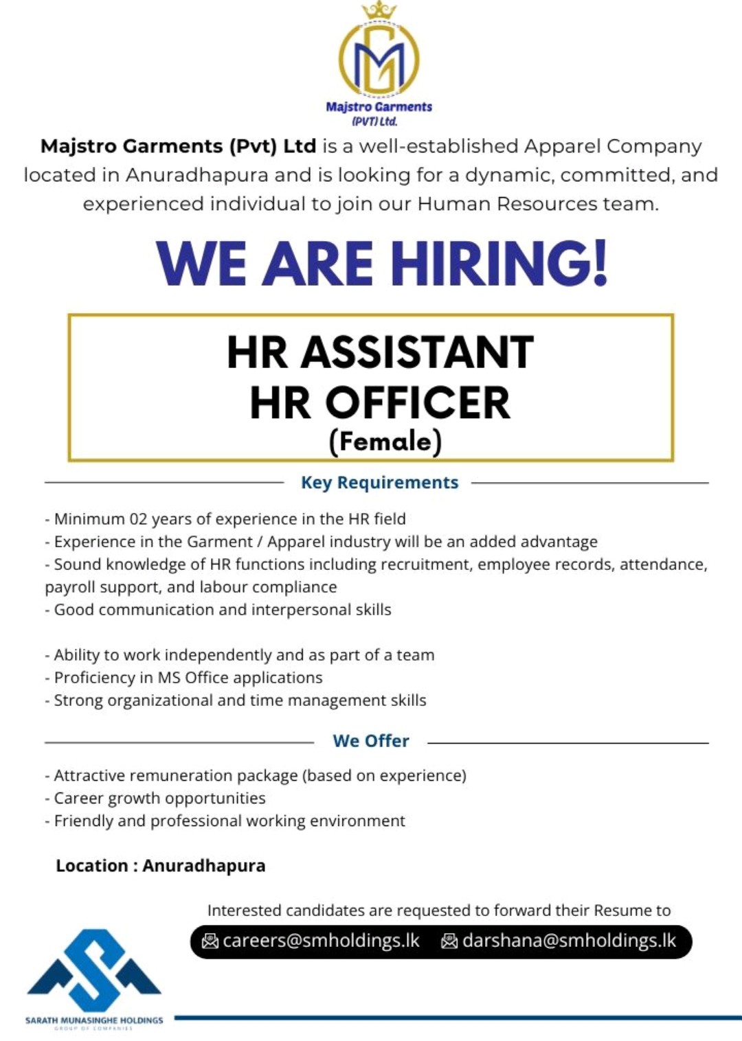HR Assistant / HR Officer - Jobseeker.lk