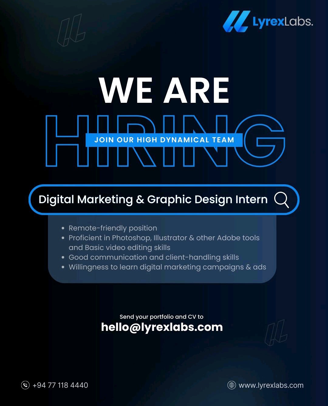 Digital Marketing & Graphic Designer Internship - Jobseeker.lk
