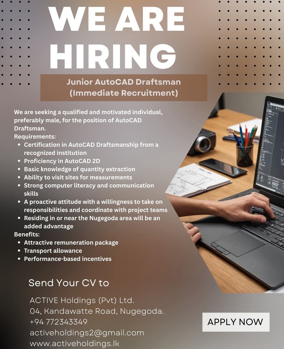 Junior AutoCAD Draftsman - Jobseeker.lk