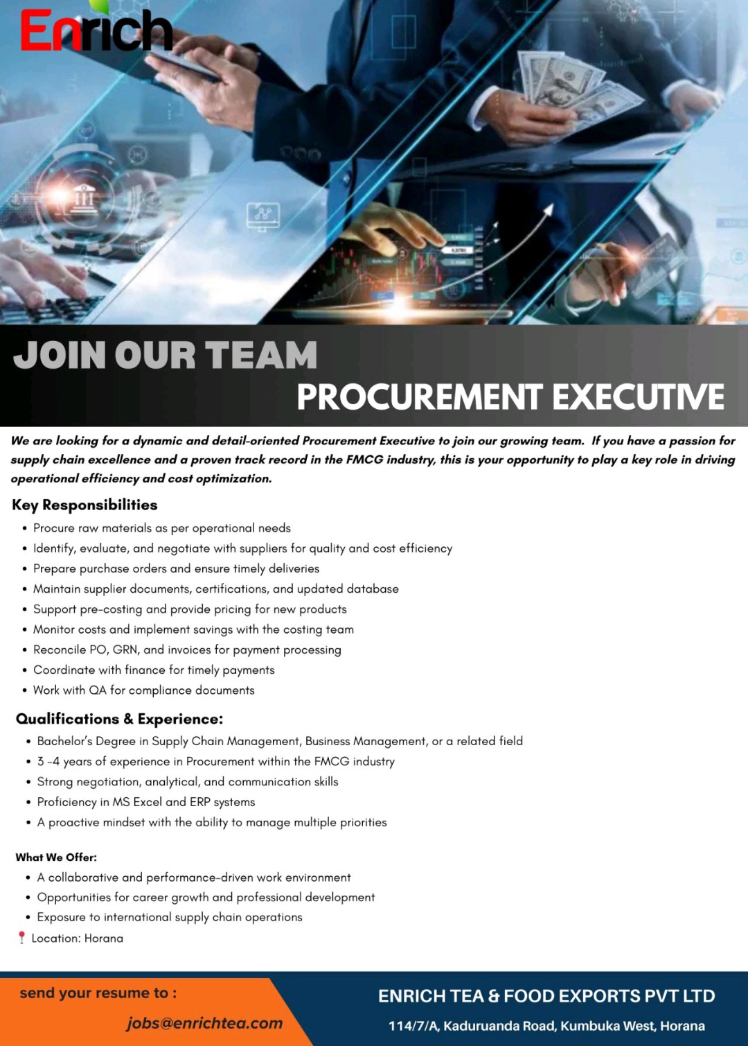 Procurement Executive - Jobseeker.lk