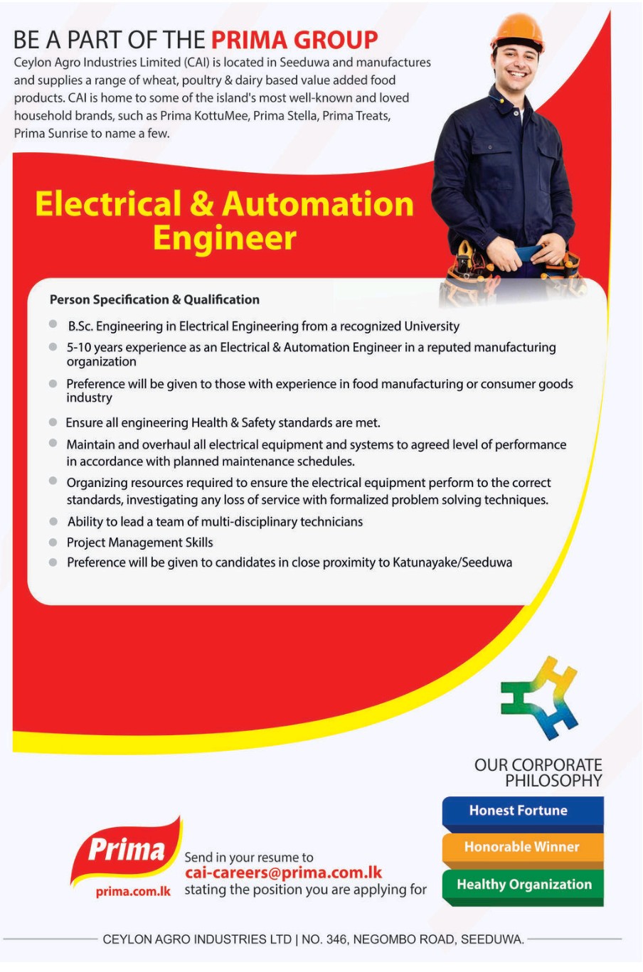 Electrical & Automation Engineer - Jobseeker.lk