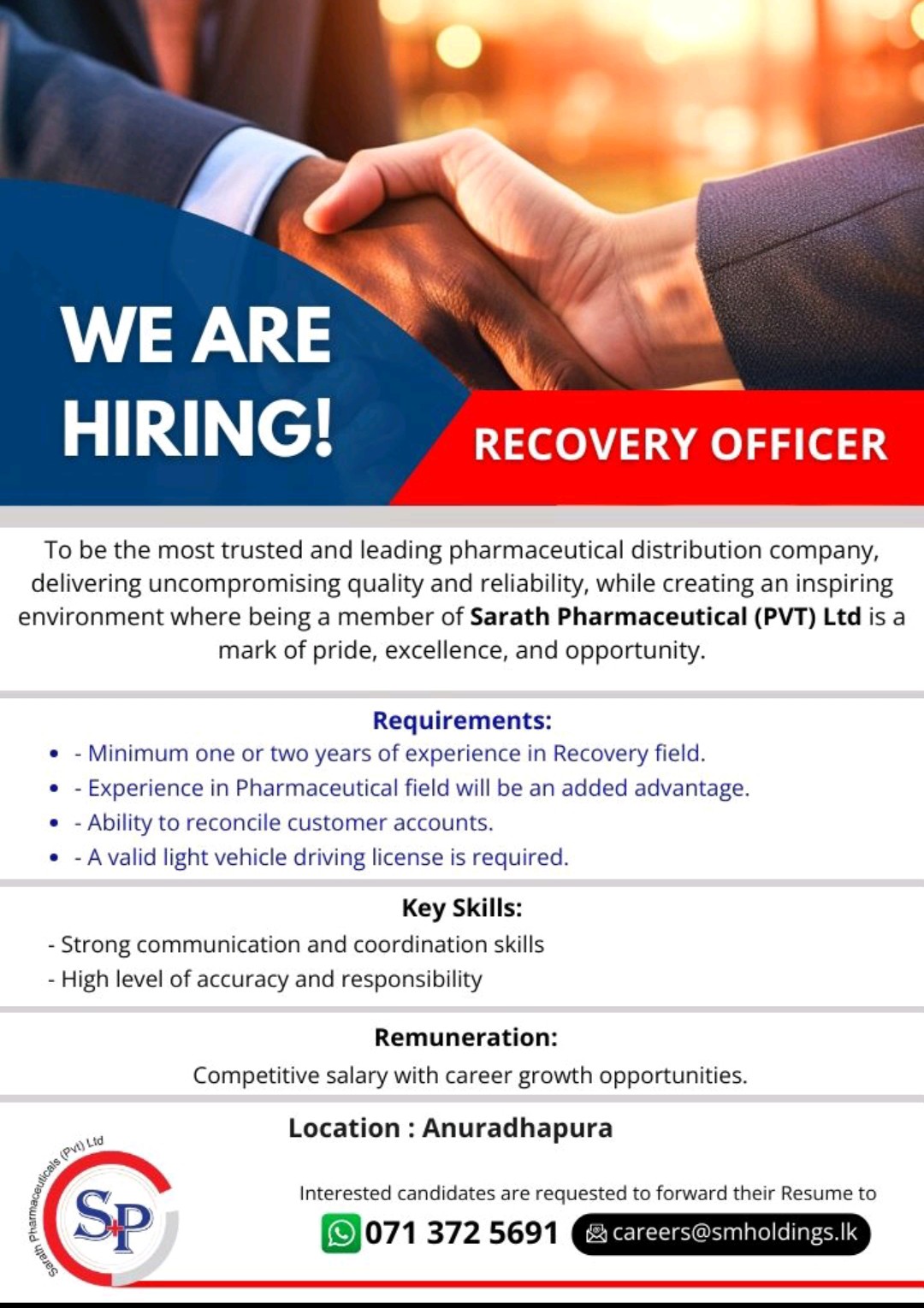 Recovery Officer - Jobseeker.lk