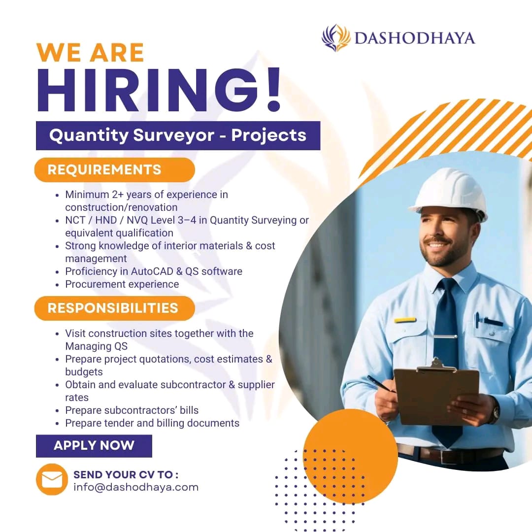 Quantity Surveyor - Projects - Jobseeker.lk