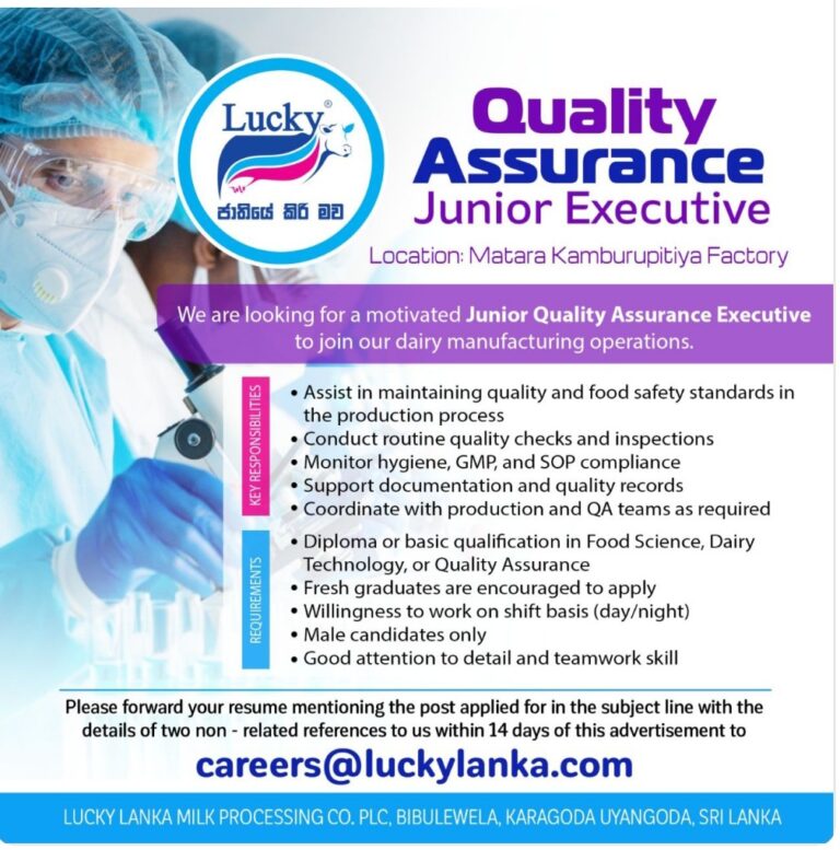 Junior Quality Assurance Executive - Jobseeker.lk