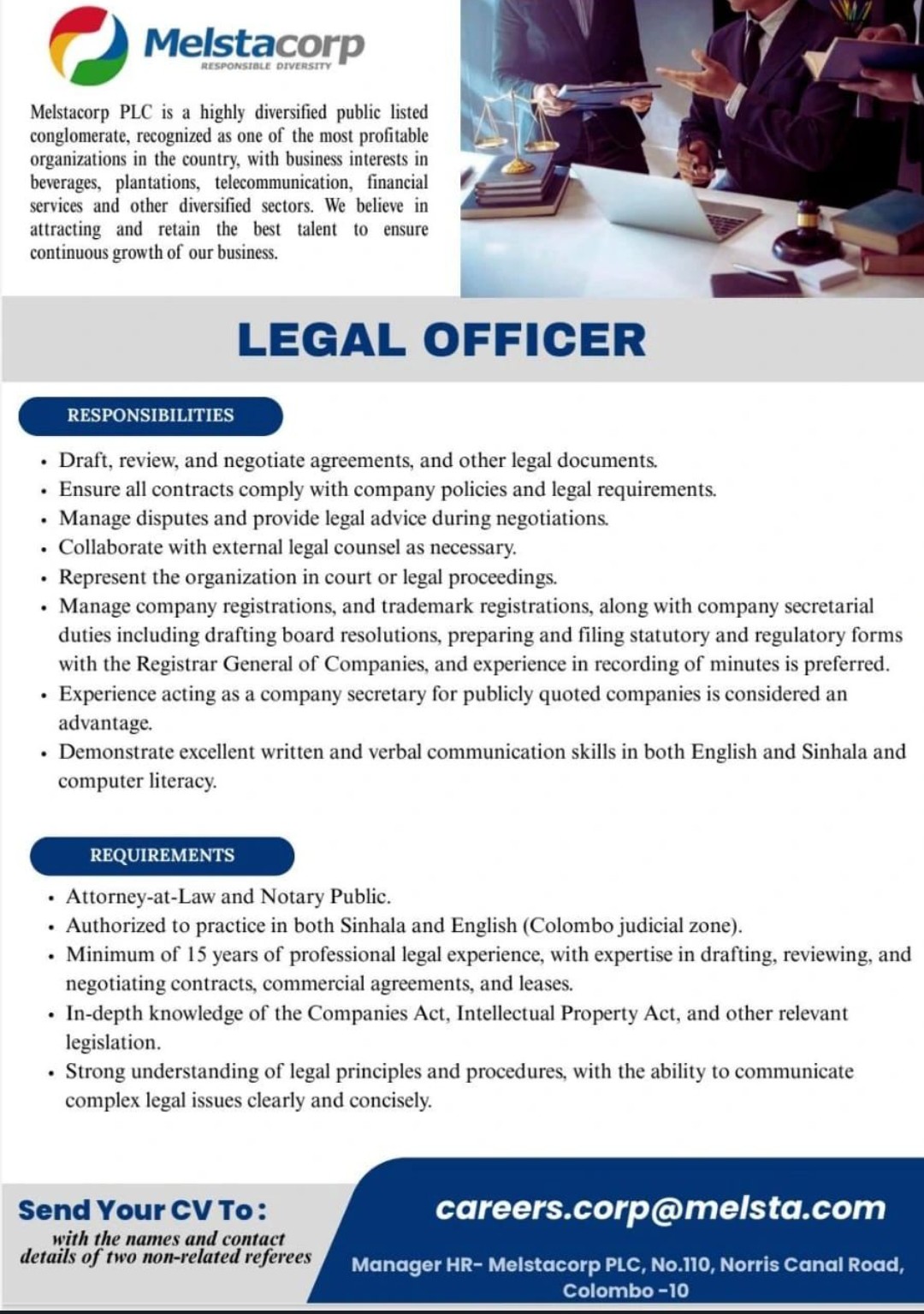 Legal Officer - Jobseeker.lk