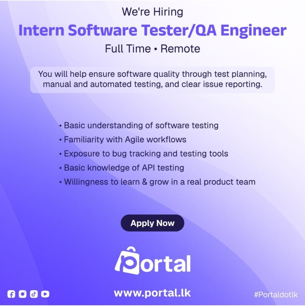 Intern Software Tester / QA Engineer - Jobseeker.lk