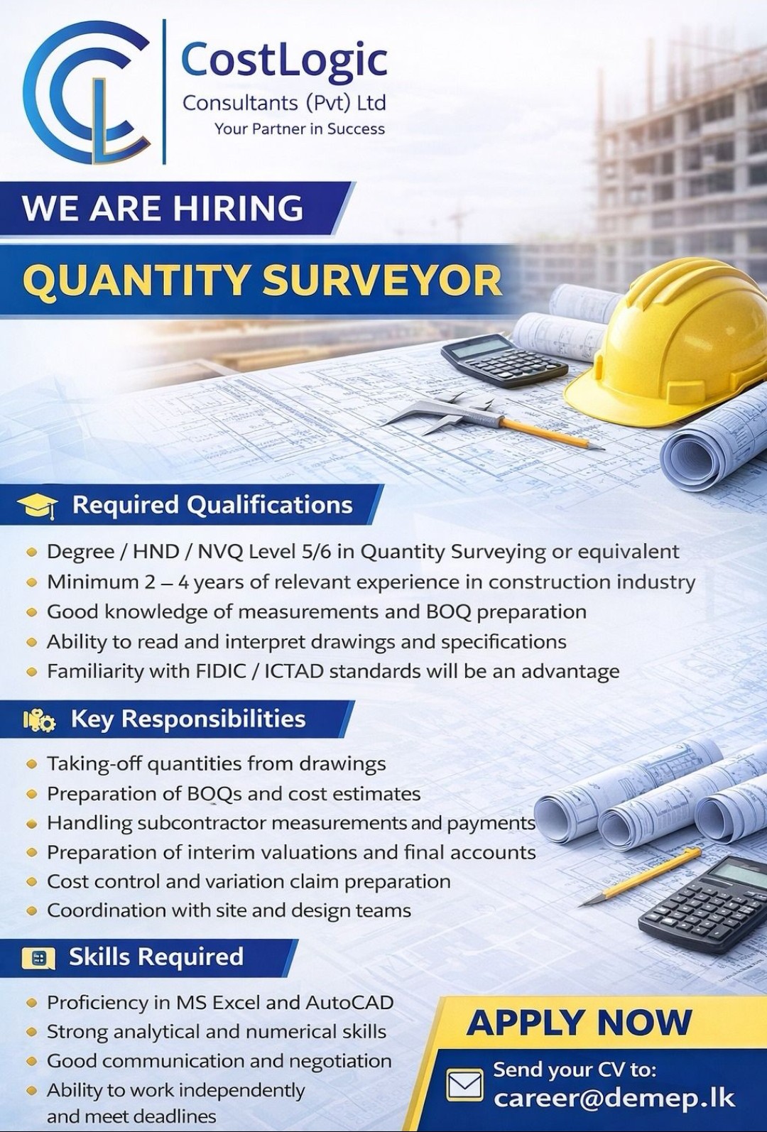 Quantity Surveyor - Jobseeker.lk