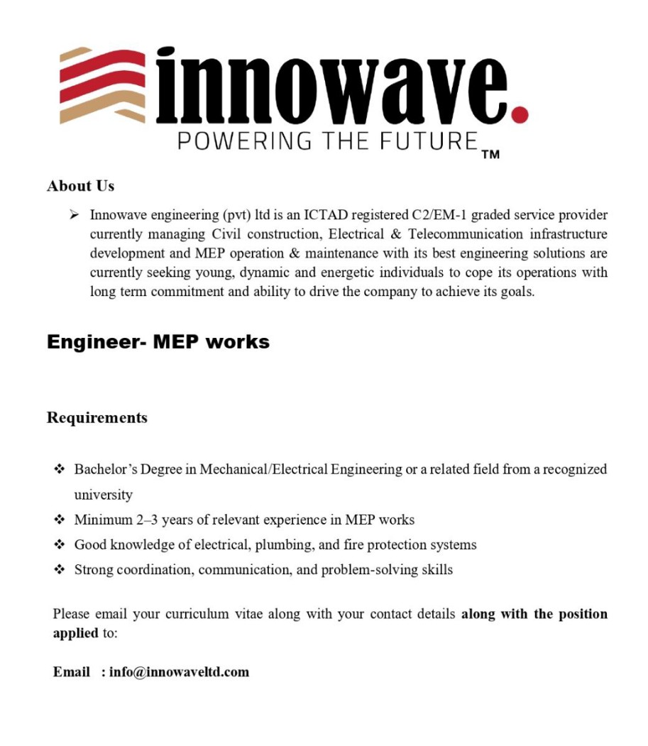 Engineer - MEP - Jobseeker.lk