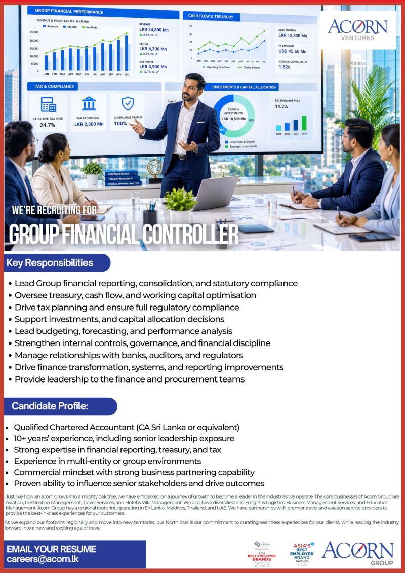 Group Financial Controller - Jobseeker.lk