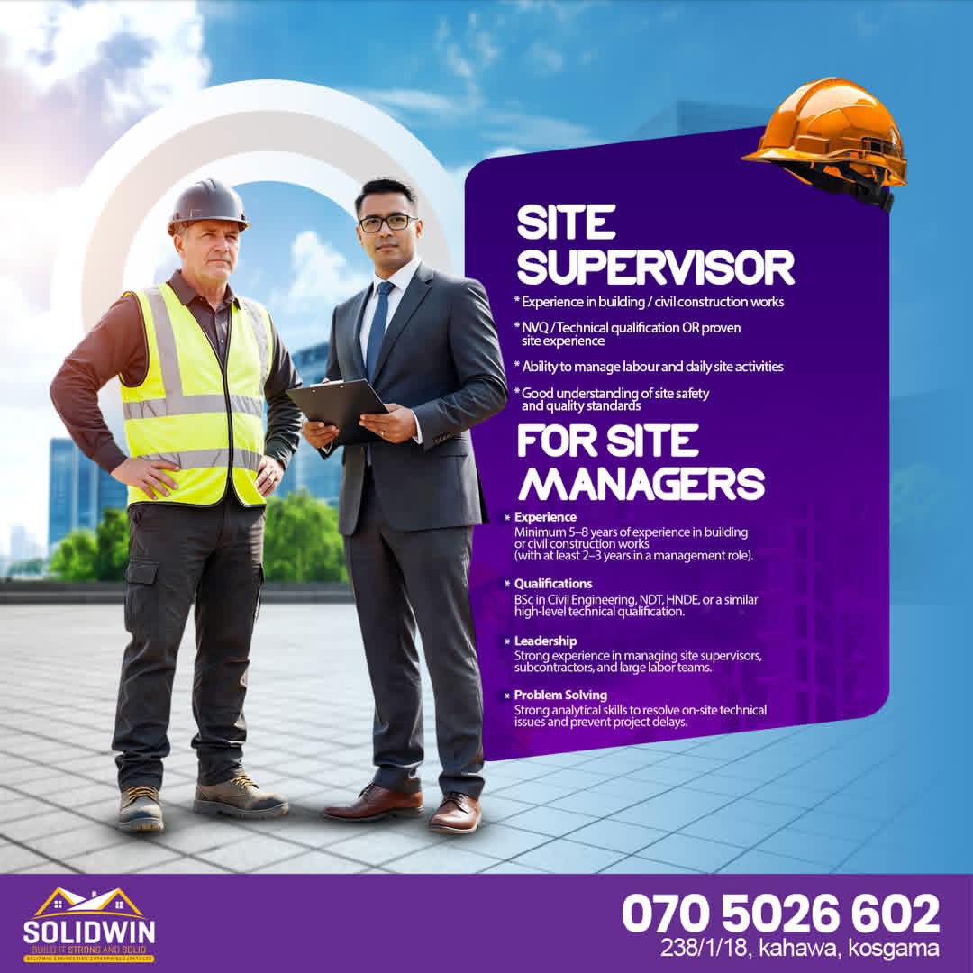 Site Manager / Site Supervisor - Jobseeker.lk