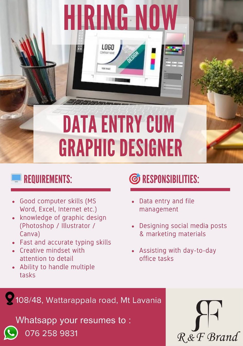 Data Entry & Graphic Designer - Jobseeker.lk