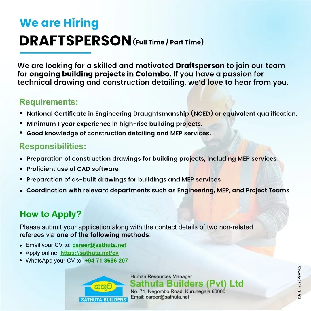 Draughtsman Archives - Jobseeker.lk