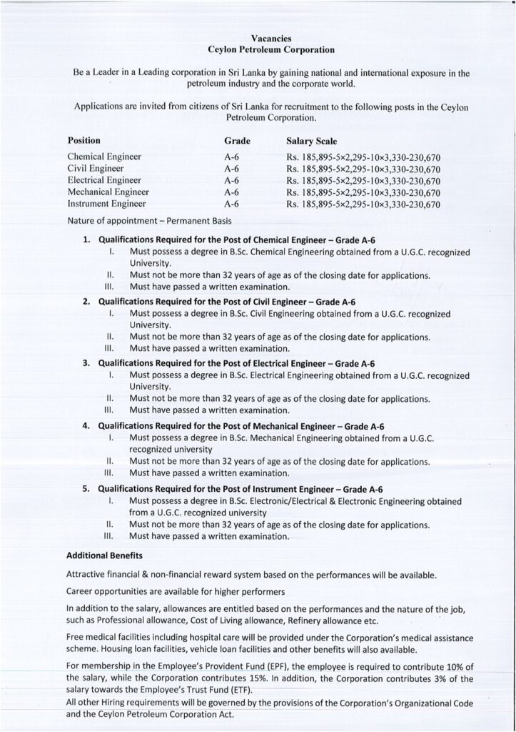 Engineer- Chemical/ Mechanical/ Electrical/ Civil /Instrument ...