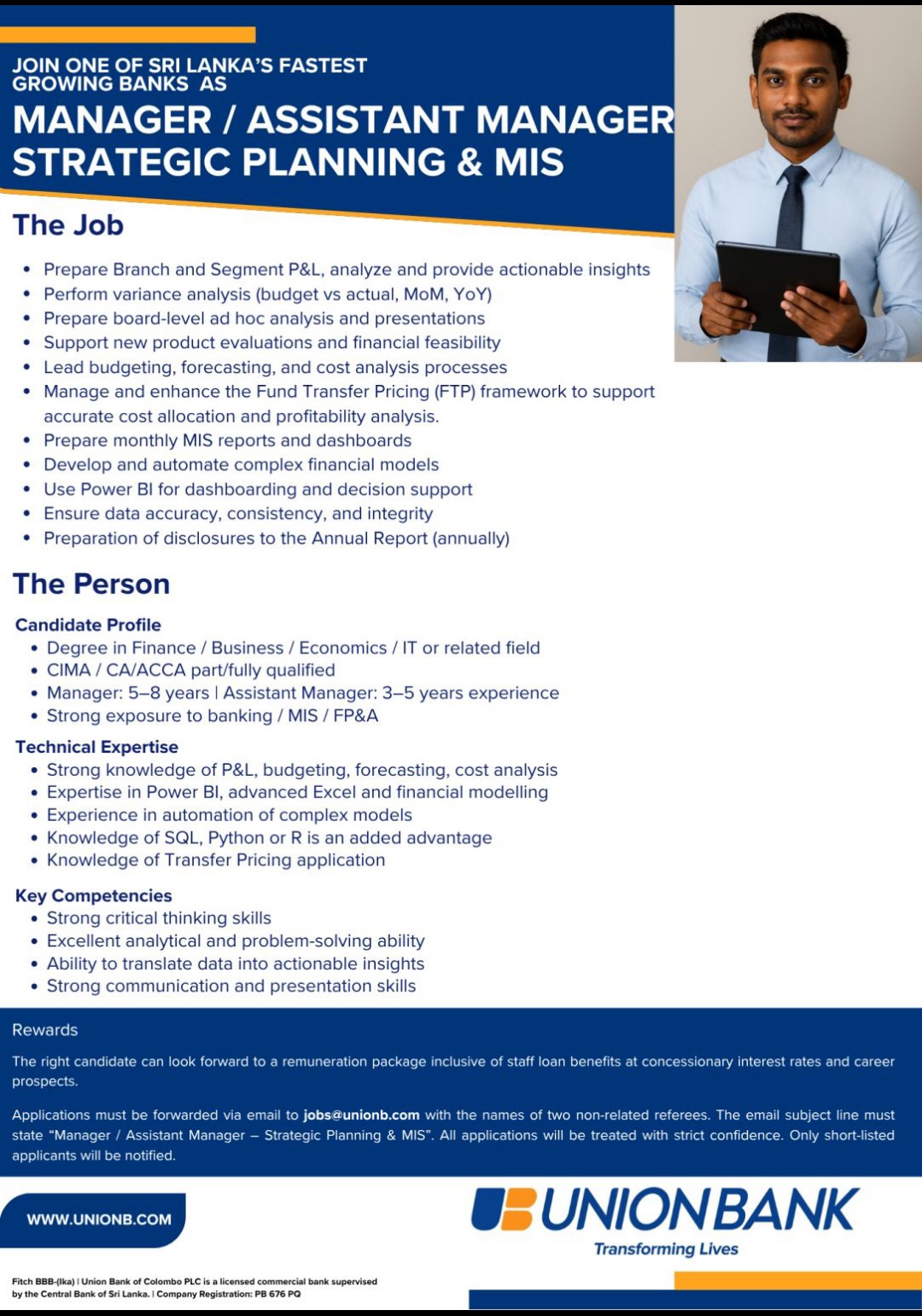 Manager/ Assistant Manager - Strategic Planning & MIS - Jobseeker.lk