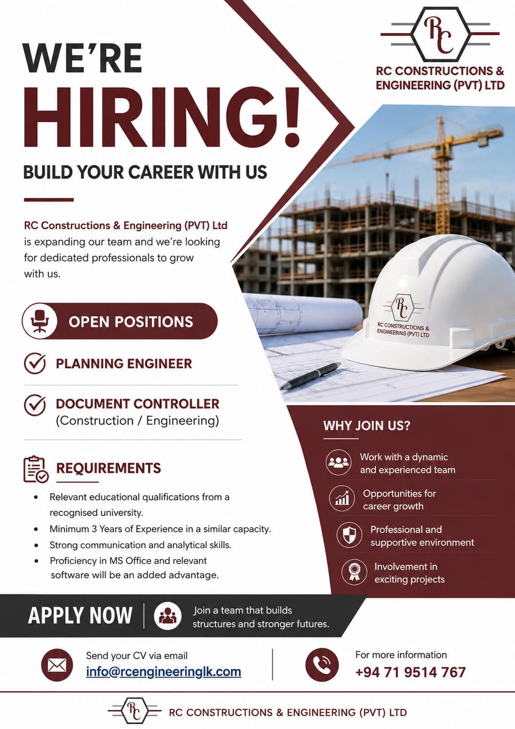 Planning Engineer/ Document Controller - Jobseeker.lk