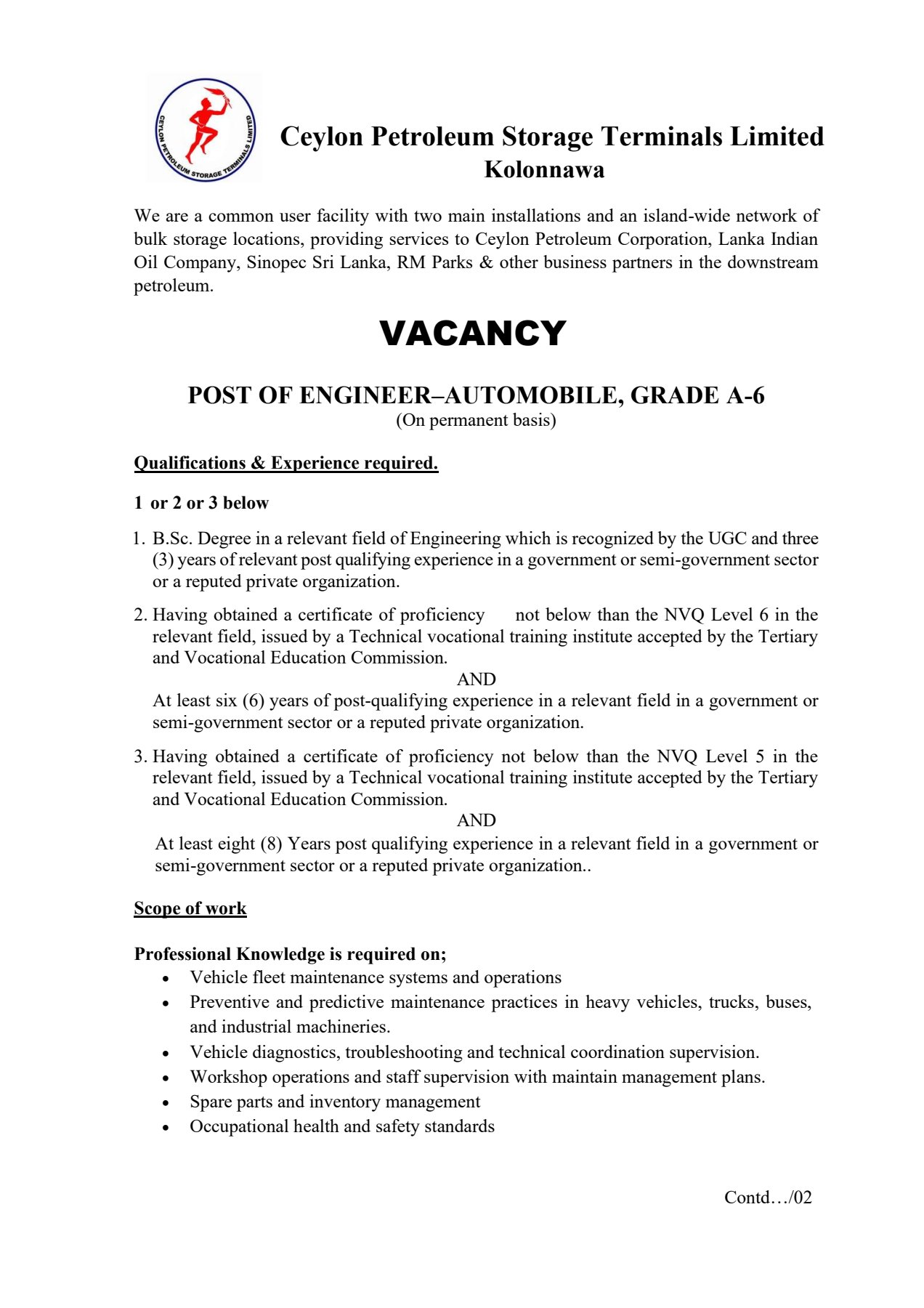 Engineer - Automobile - Jobseeker.lk