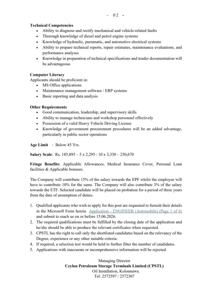 Engineer - Automobile - Jobseeker.lk