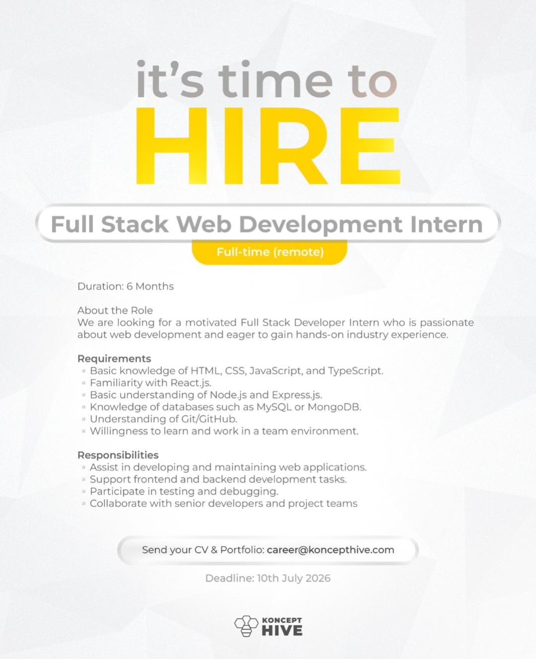 Full stack Web Development Intern - Jobseeker.lk
